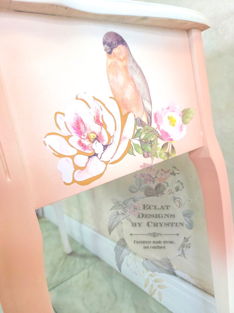 SOLD Blush Coral and Cream Vanity Table - Eclat Designs by Crystin