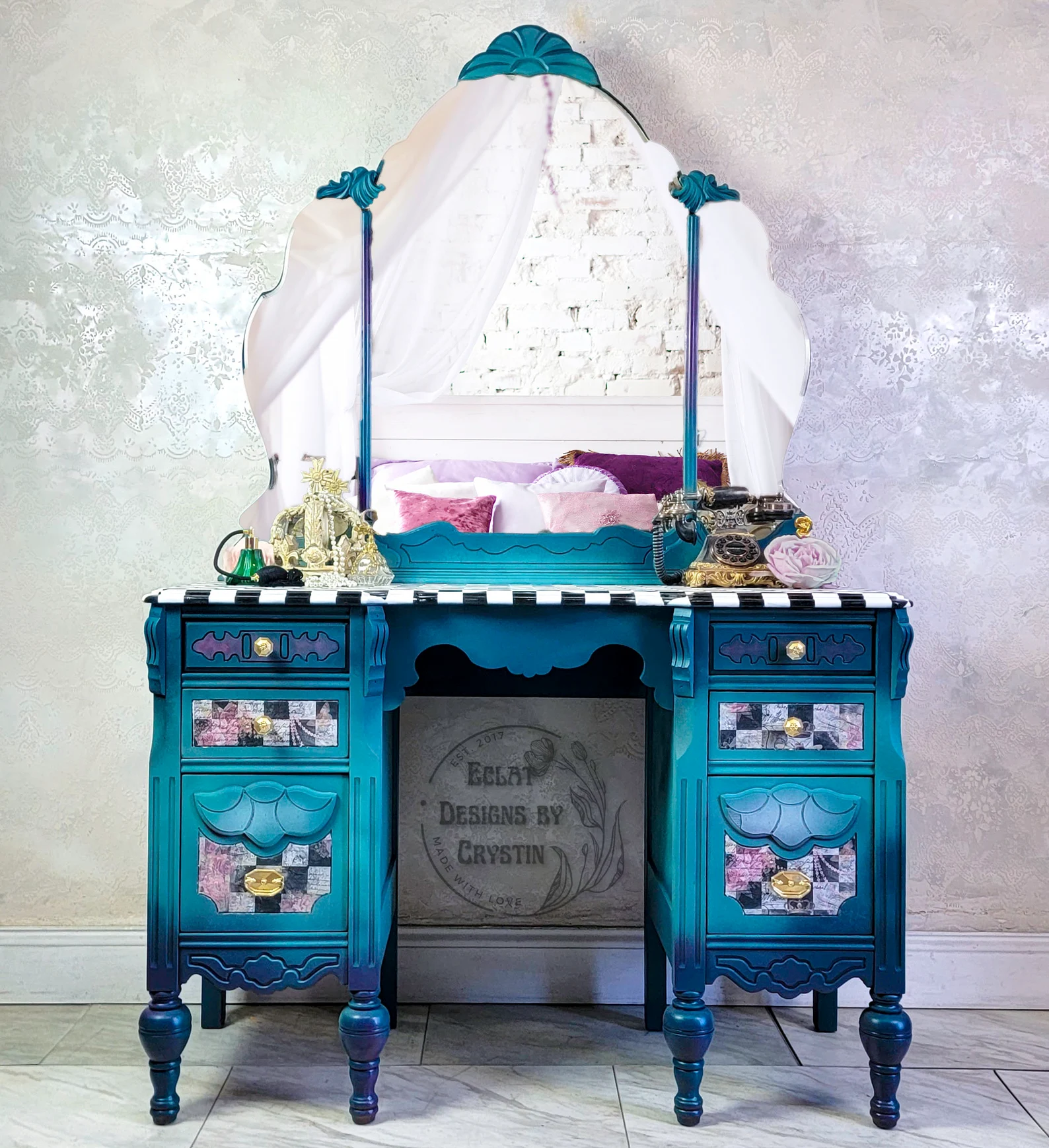 Whimsical Peacock Vanity - Eclat Designs by Crystin